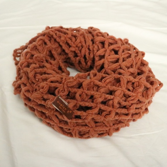 Evelyn K | Accessories | Evelyn K New York Orange Grid Crochet Infinity ...